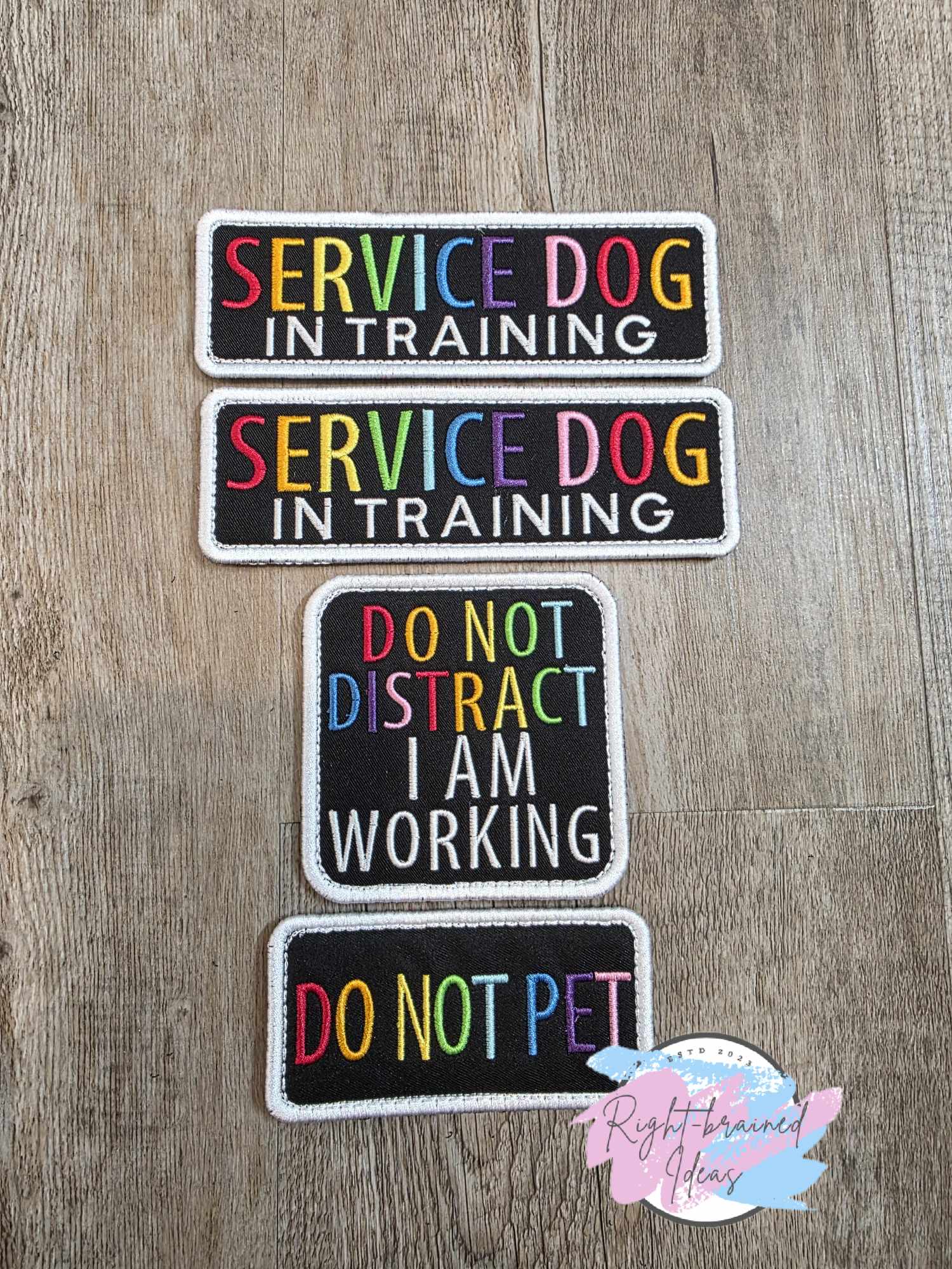 Service Dog Autism Assistance Rainbow And White On Black Light-Weight ...