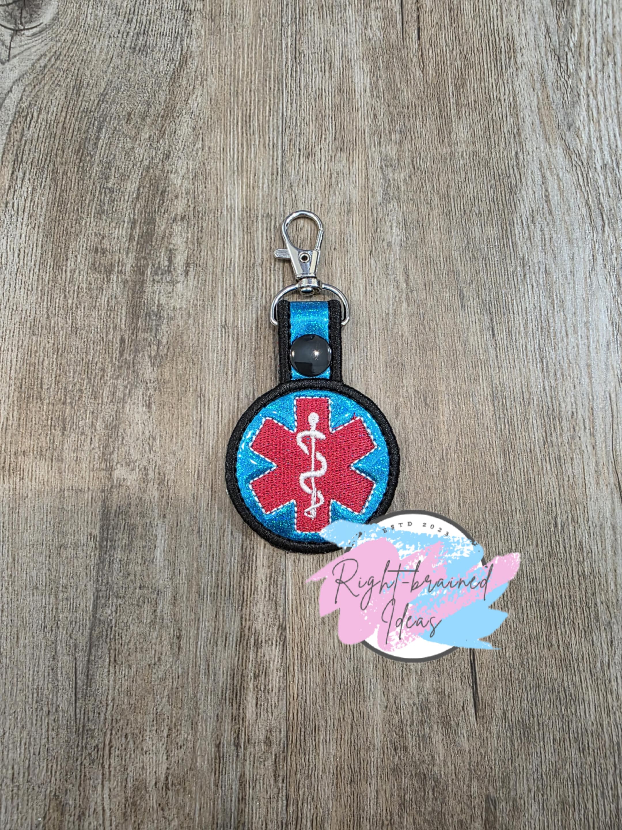 Medical Symbol Red, White and Black on Sparkly Blue Holographic Vinyl ...
